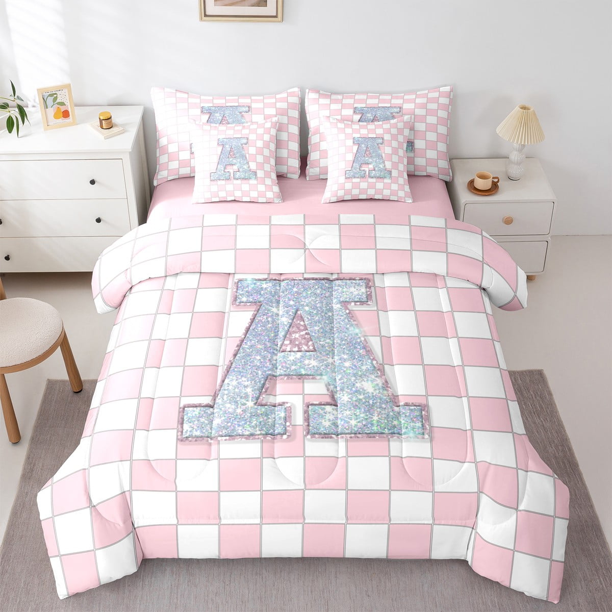 Castle Fairy Glitter Alphabet A Girl 7pcs Bedding Comforter Set ...