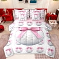 Castle Fairy Golf Print Bedding Comforter Set,Pink Bow Queen Bedding ...