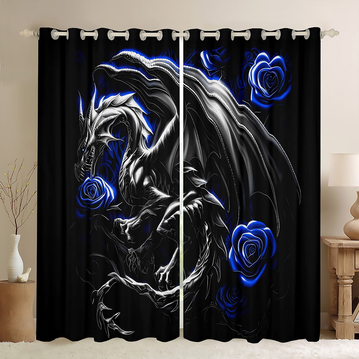 Castle Fairy Gothic Dragon Curtains Pack of 2 (42x84 Each),Rose ...