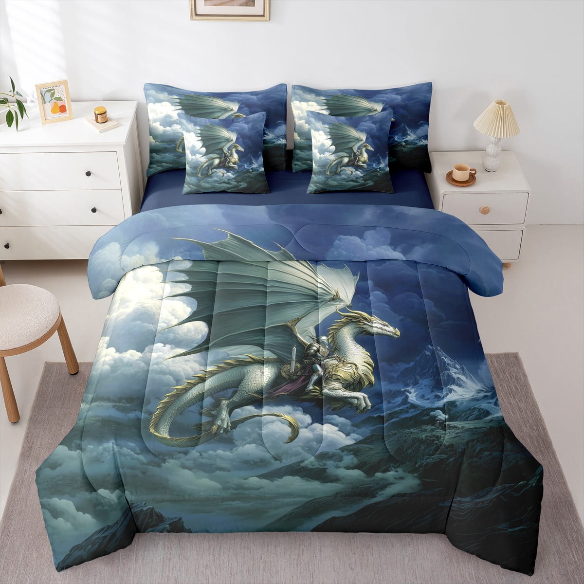Castle Fairy Gothic Magic Dragon Bedding Comforter Set,Abstract Animal ...
