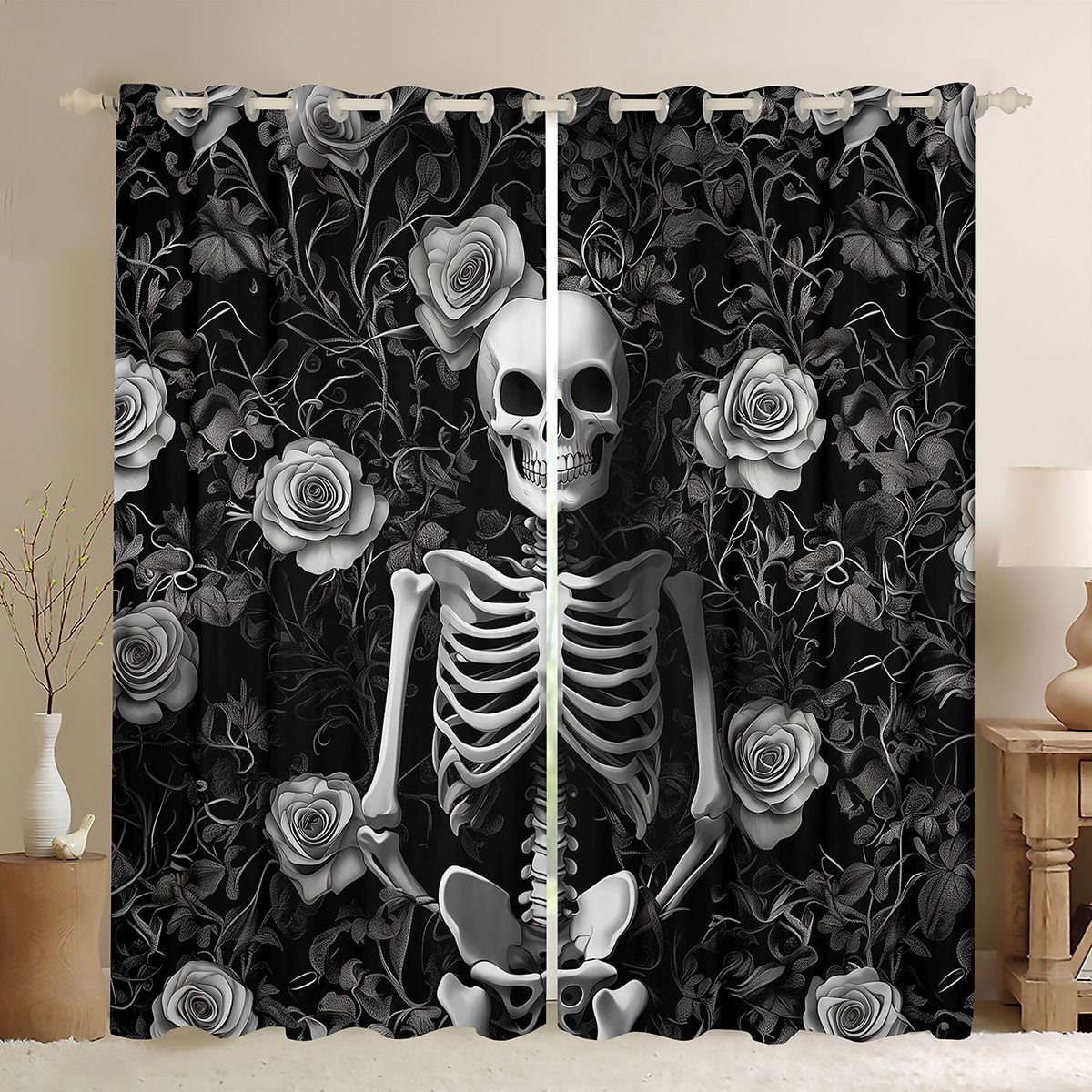 Castle Fairy Gothic Skeleton Blackout Curtains Set of 2 (52x84 Each ...