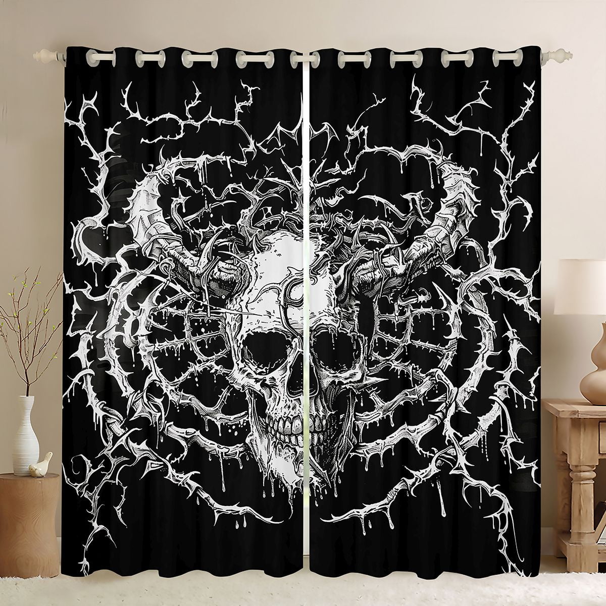 Castle Fairy Gothic Skull Blackout Curtains Set of 2 (52x84 Each ...