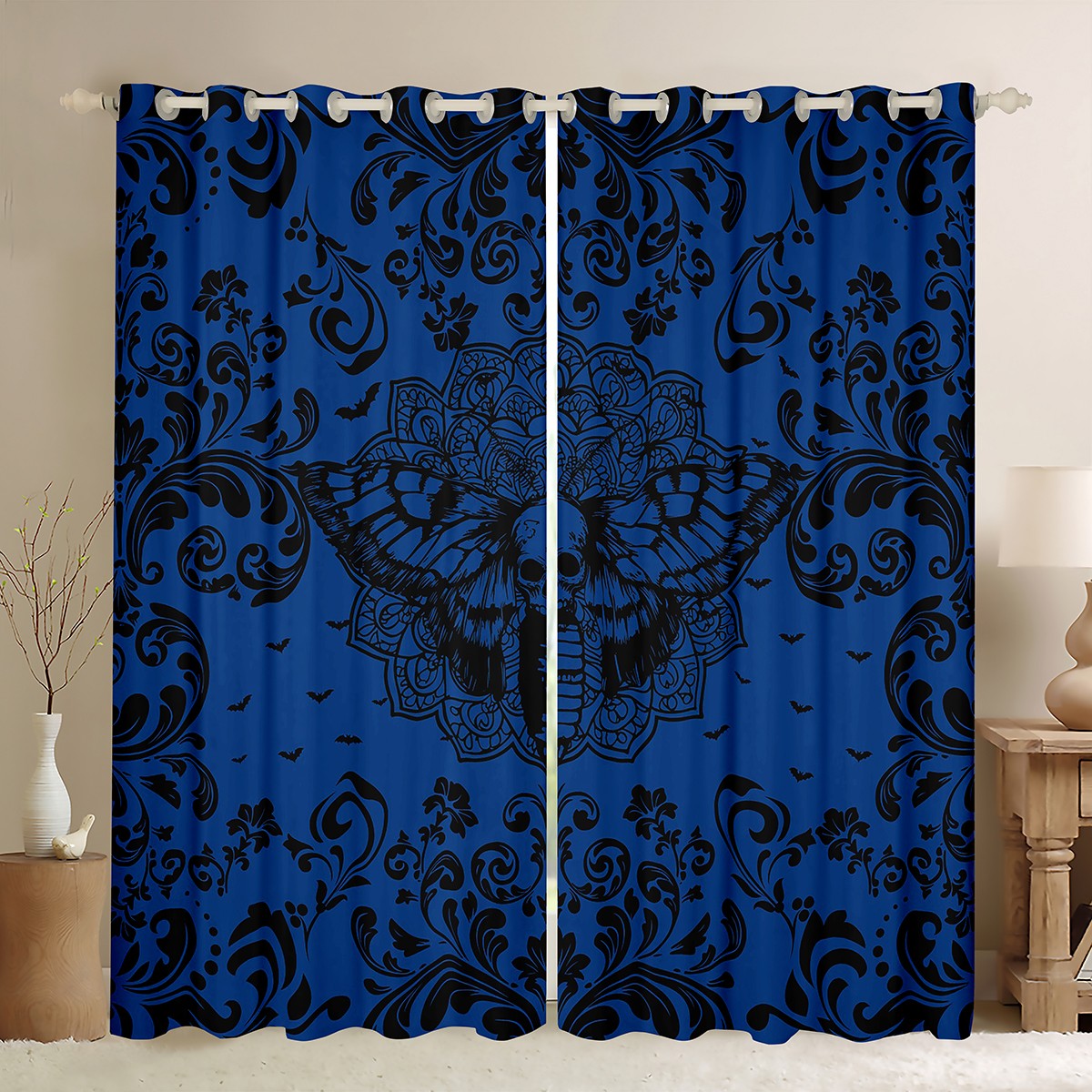 Castle Fairy Gothic Skull Moth Curtains Pack of 2 (42x84 Each) for Boys ...