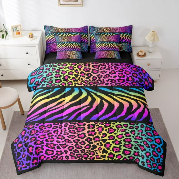 Castle Fairy Gradient Cheetah Print Bedding Comforter Set,Zebra Print ...