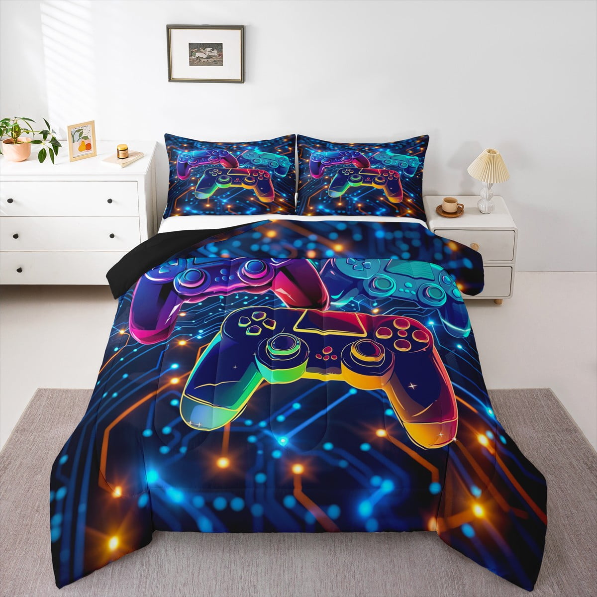 Castle Fairy Gradient Gamer 3-Piece Full Size Comforter Sets,Video Game ...
