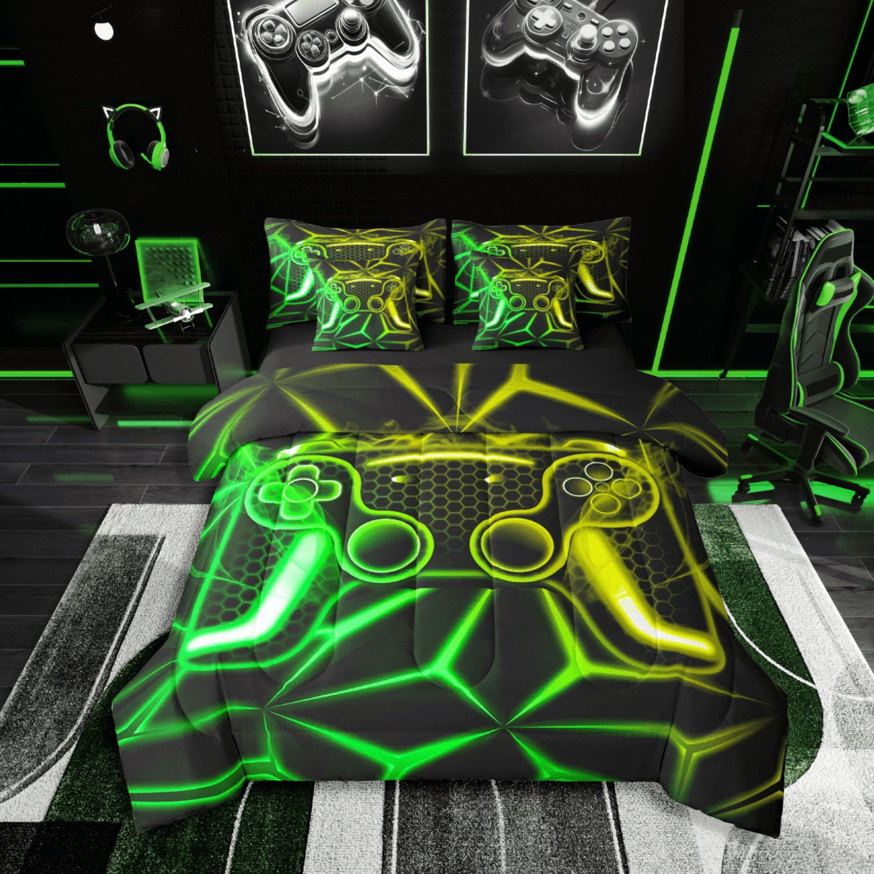 Castle Fairy Gradient Gamer 7 Pieces Bedding Comforter Set,Video Game ...