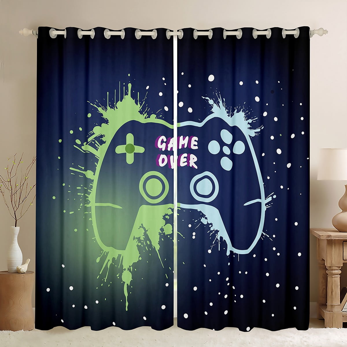 Castle Fairy Gradient Gamer Blackout Curtains Set of 2 (52x84 Each) for ...
