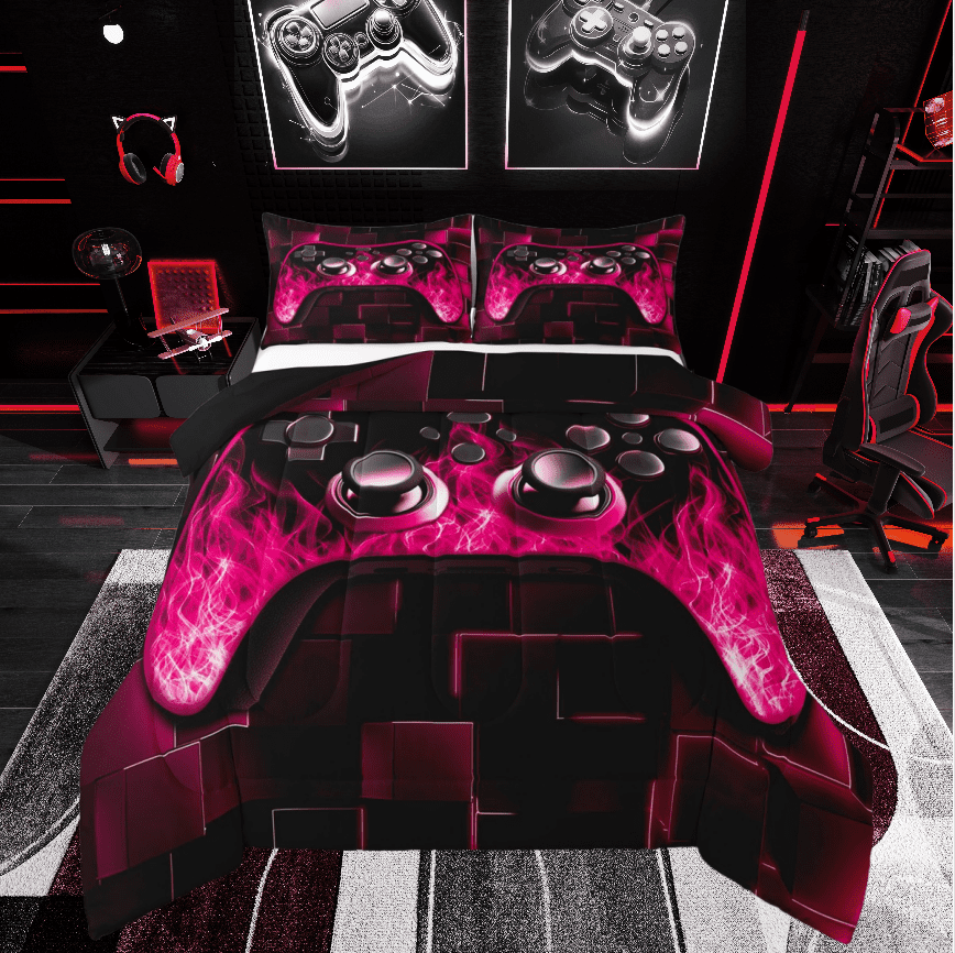 Castle Fairy Gradient Gamer Boy 3 Pieces Queen Comforter Set,Abstract ...