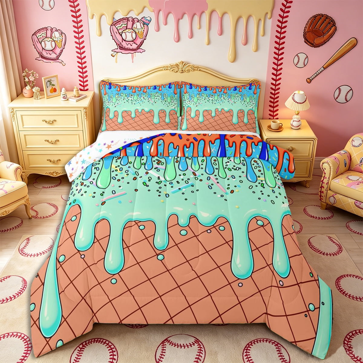 Castle Fairy Gradient Ice Cream King Size Comforter Sets 3pcs, Dessert ...