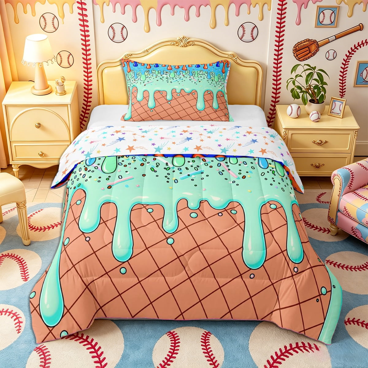 Castle Fairy Gradient Ice Cream Twin Comforter Sets 2pcs, Dessert Drip ...