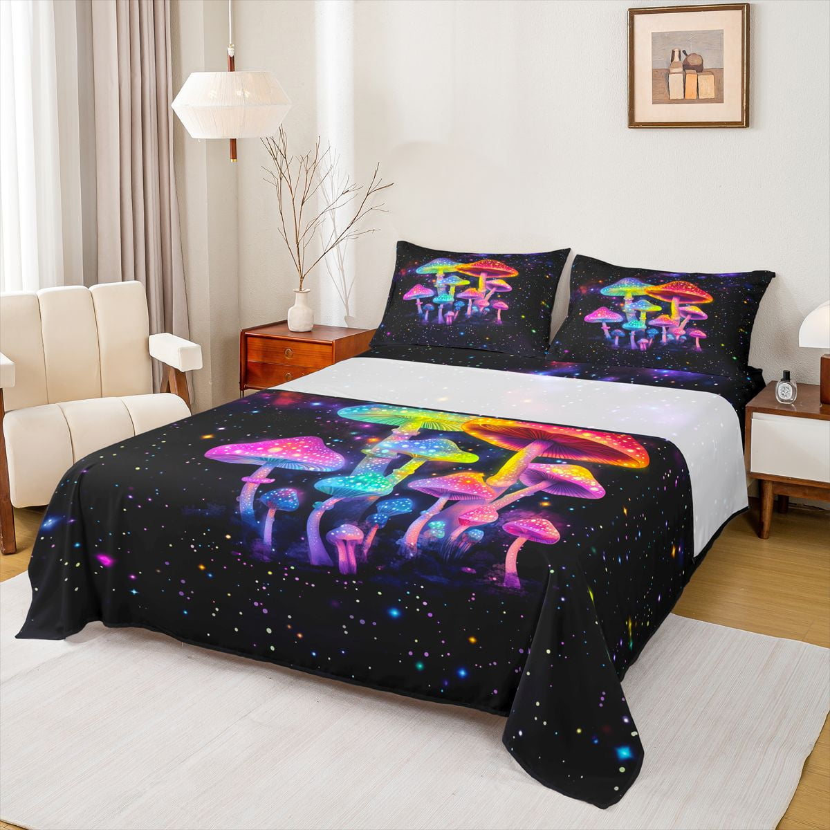 Castle Fairy Gradient Mushroom Bed Sheets for Children,Magical Plants ...