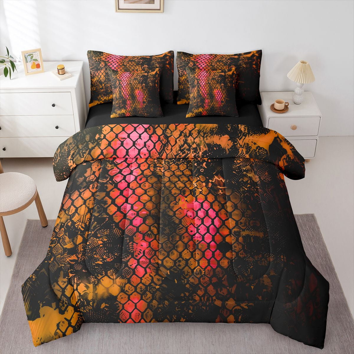 Castle Fairy Gradient Snake Print Bedding Comforter Set,Gothic Animal ...