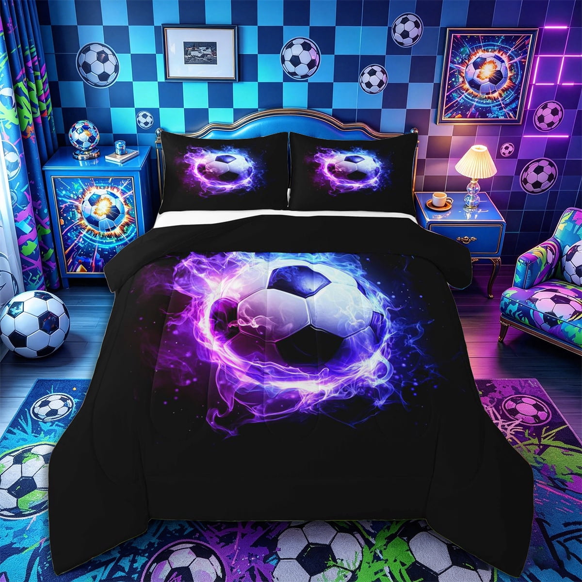 Castle Fairy Gradient Soccer Flame King Size Comforter Sets 3pcs ...