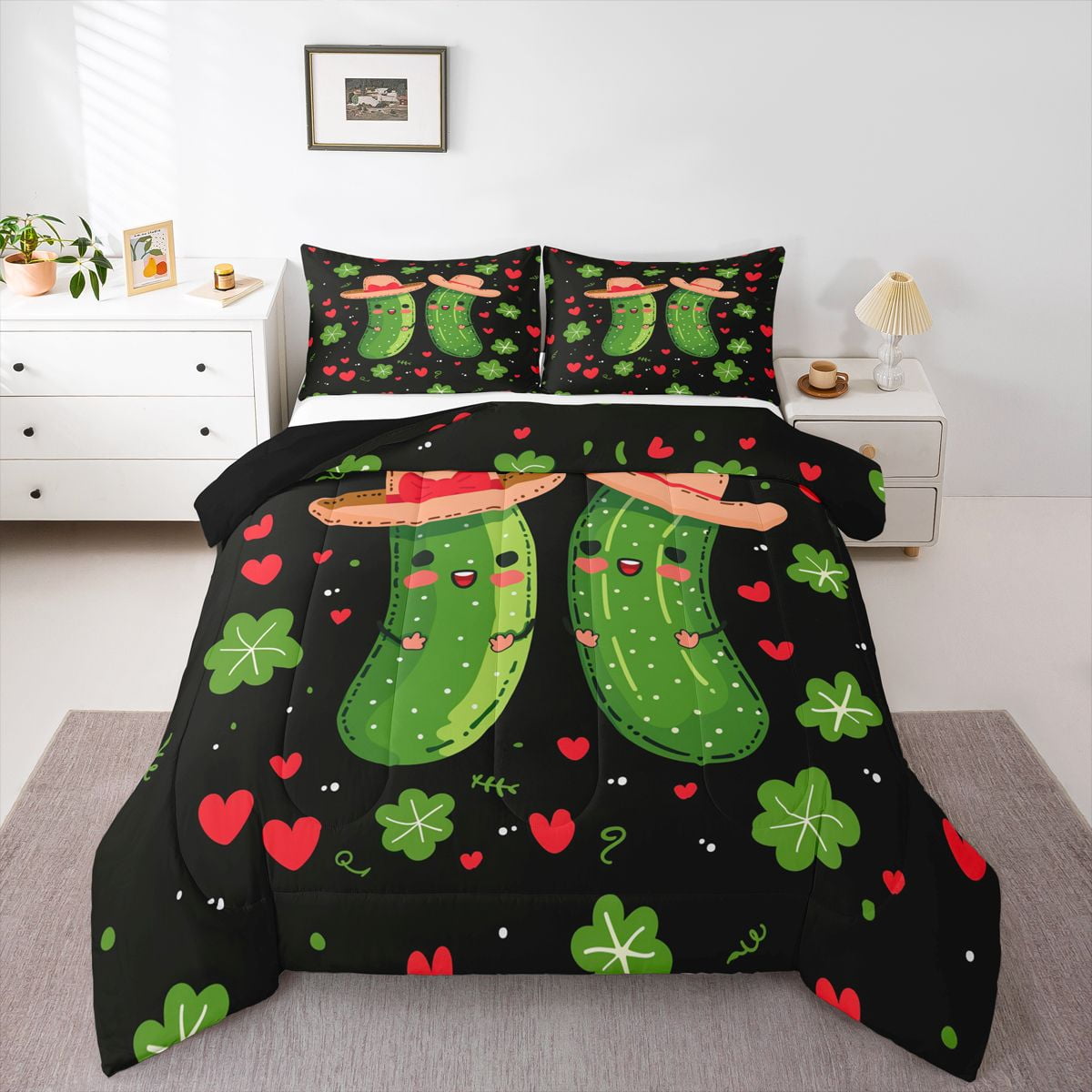 Castle Fairy Green Cucumber Queen Comforter Set,Pickle Bedding ...