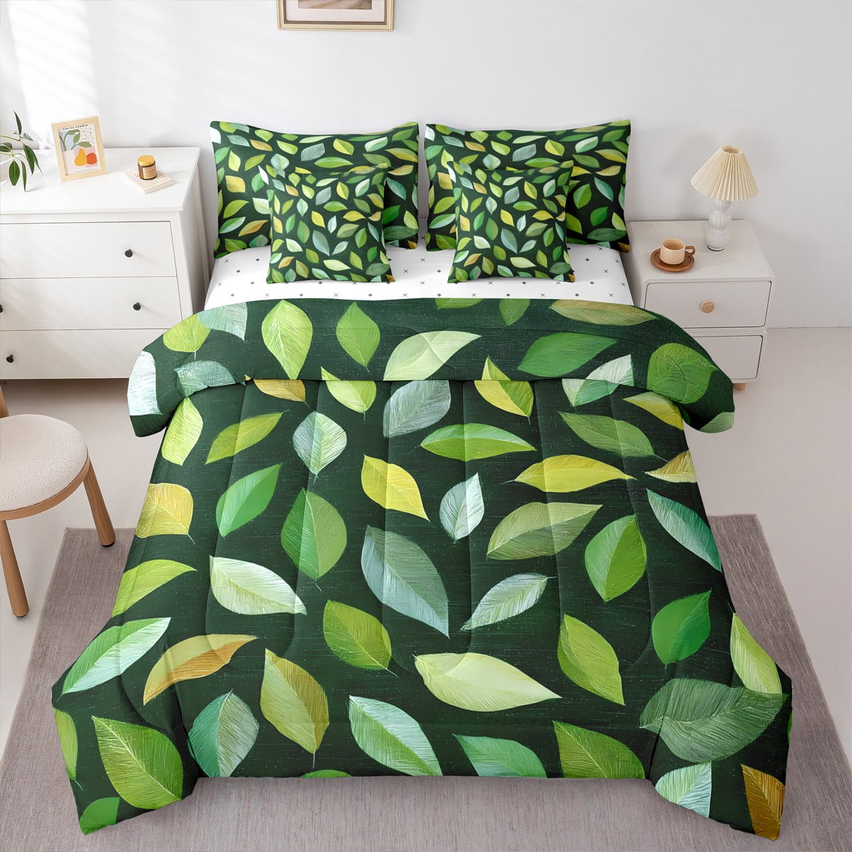 Castle Fairy Green Leaves 7-Piece Twin Bedding Sets,Botanical Plants ...