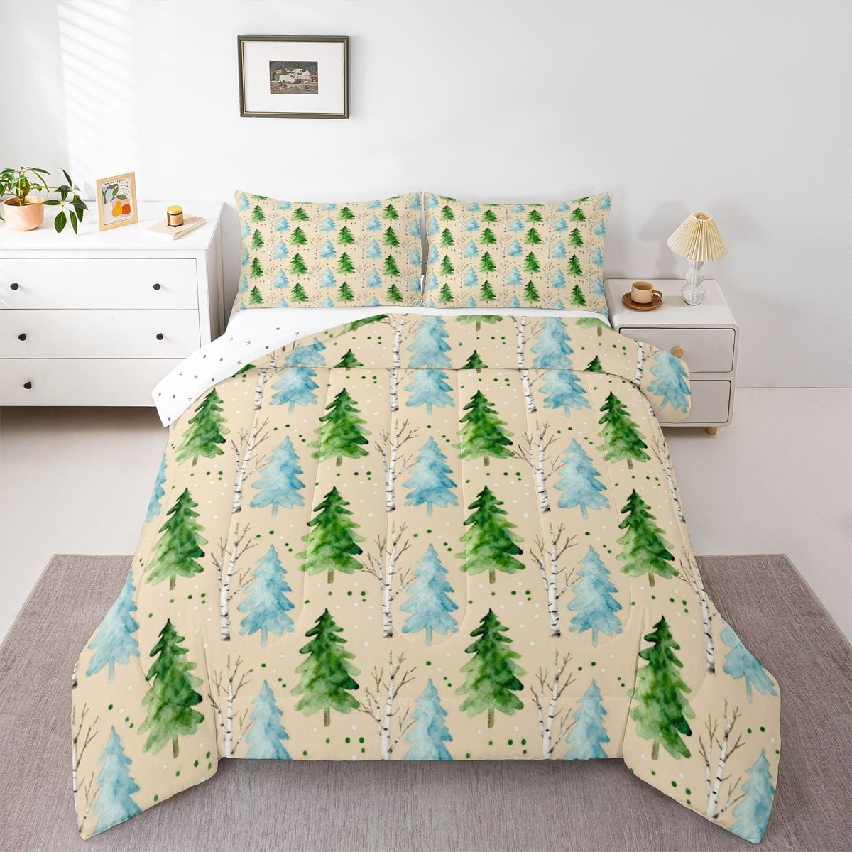 Castle Fairy Green Tree Full Size Comforter Sets for Teens,Vintage ...
