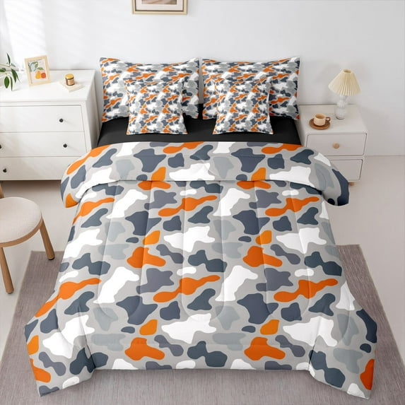 Castle Fairy Grey Orange Camo Bedding Comforter Set 7 Pieces for ...