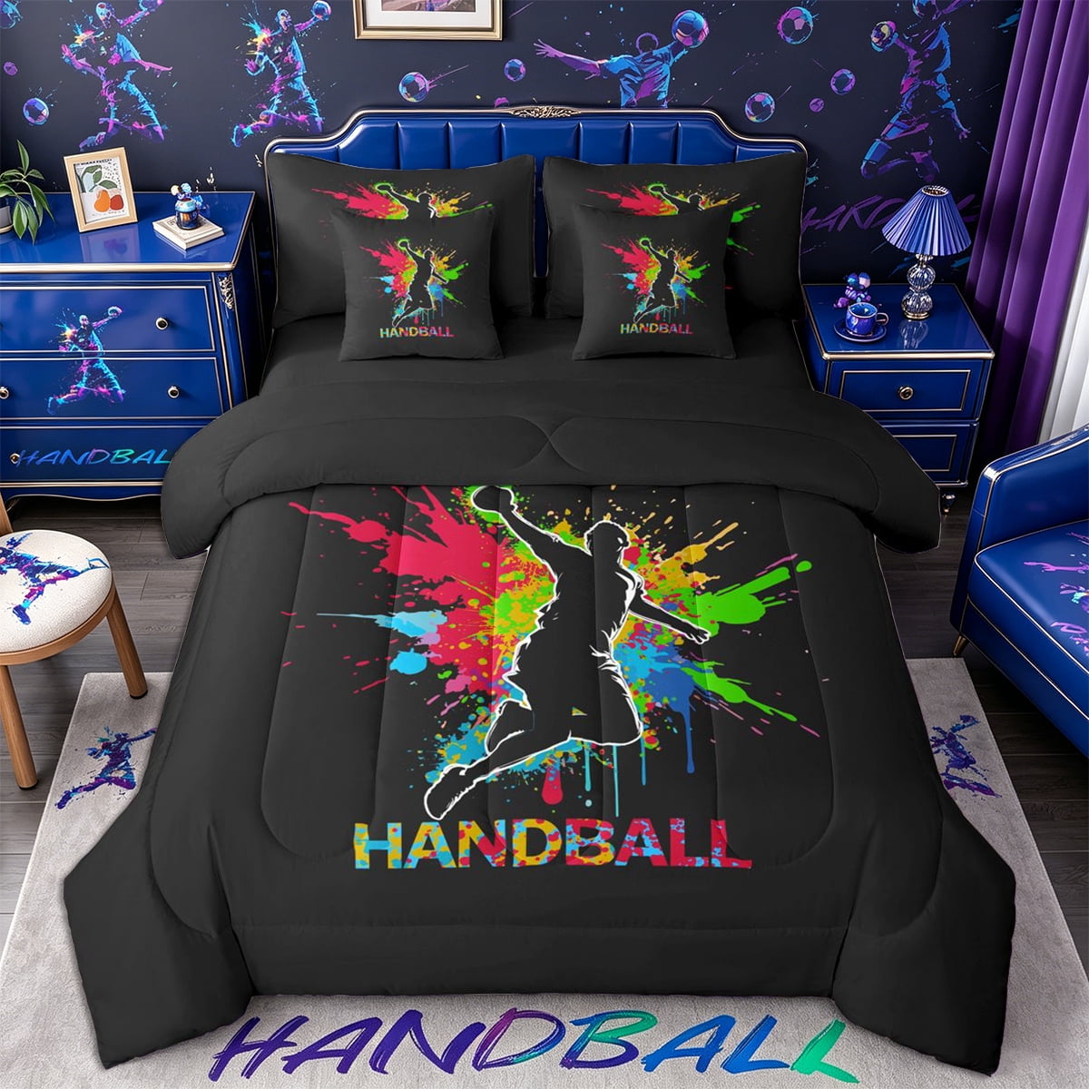 Castle Fairy Handball Print Full Size Bedding Sets 7 Pieces, Sport ...