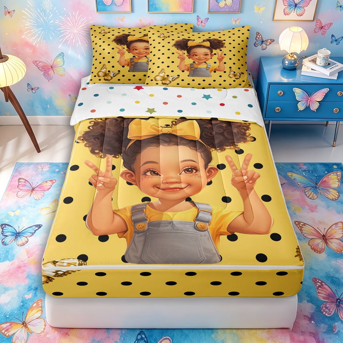 Castle Fairy Happy Black Girl Zipper Full Size Comforter Sets with ...