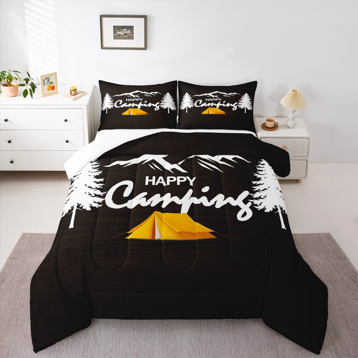 Castle Fairy Happy Camping 3 Pieces Queen Comforter Set for Teenagers ...