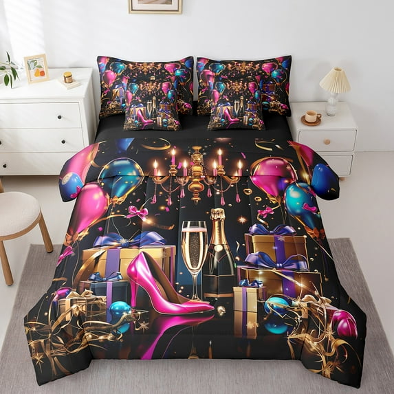 Castle Fairy High Heels Girl Bedding Comforter Set,Happy Birthday Full ...