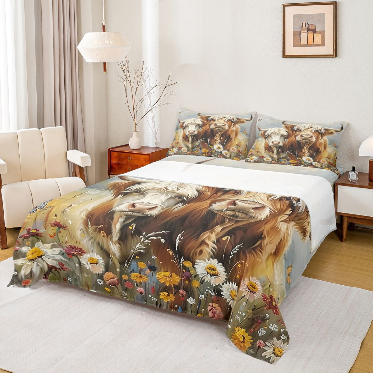 Castle Fairy Highland Bull Full Size Sheets 4-Piece for Kids Teens ...