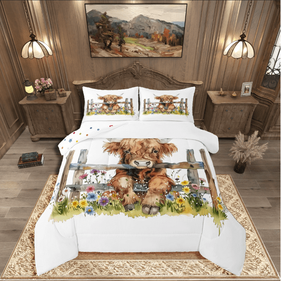 Castle Fairy Highland Cattle Twin Bedding Sets,Western Animal Bedding ...