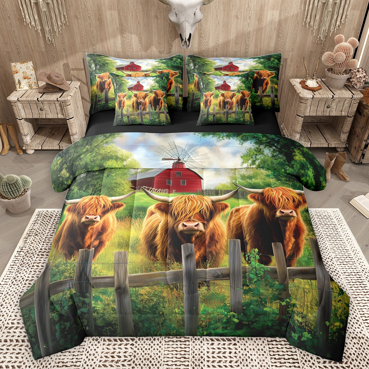 Castle Fairy Highland Cattle Bedding Comforter Set 7pcs for Female Men ...