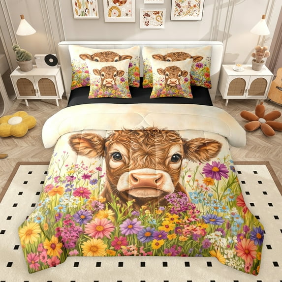 Castle Fairy Highland Cattle Bedding Comforter Set,Farmhouse Queen ...