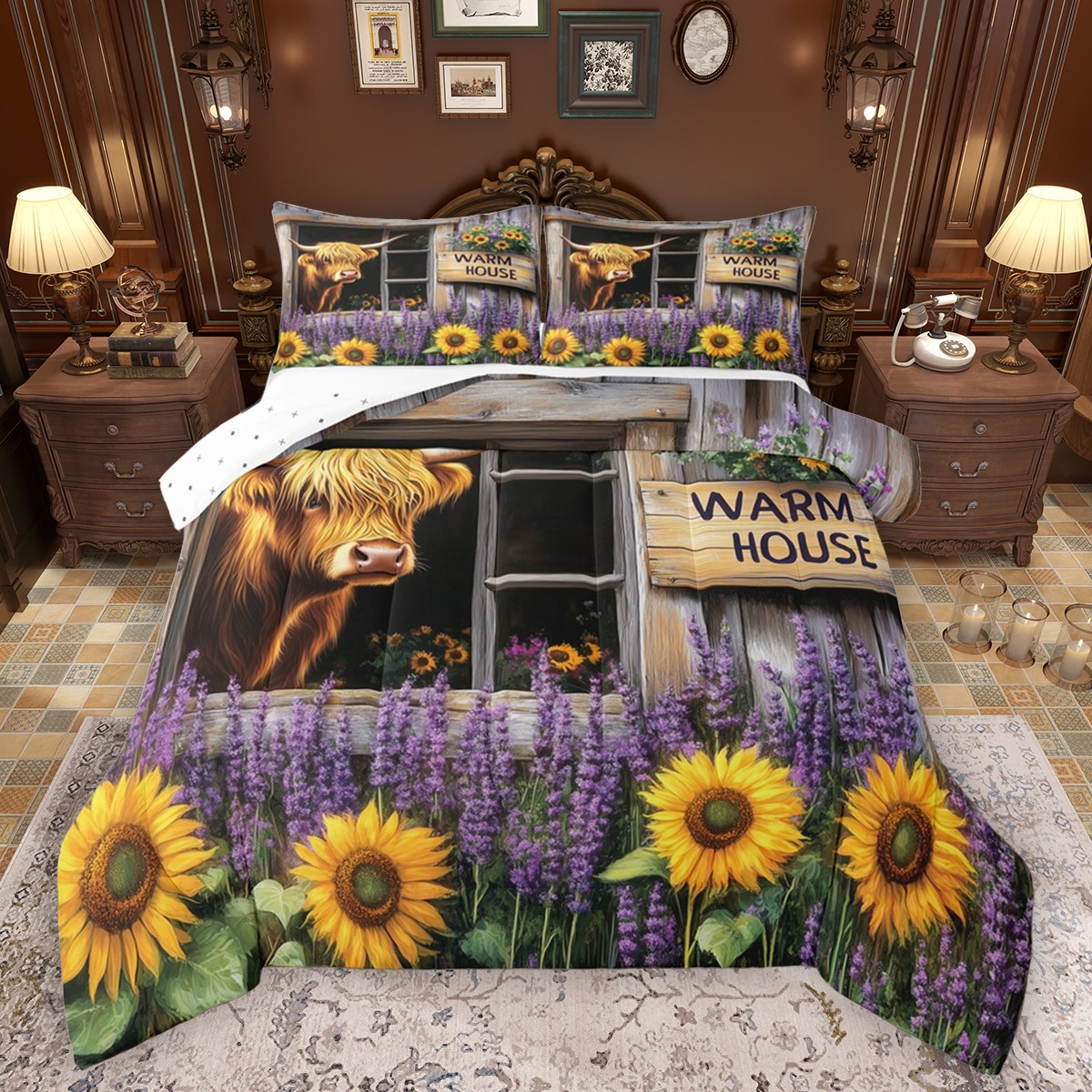 Castle Fairy Highland Cow Full Size Comforter Sets 3-Piece for Boys ...