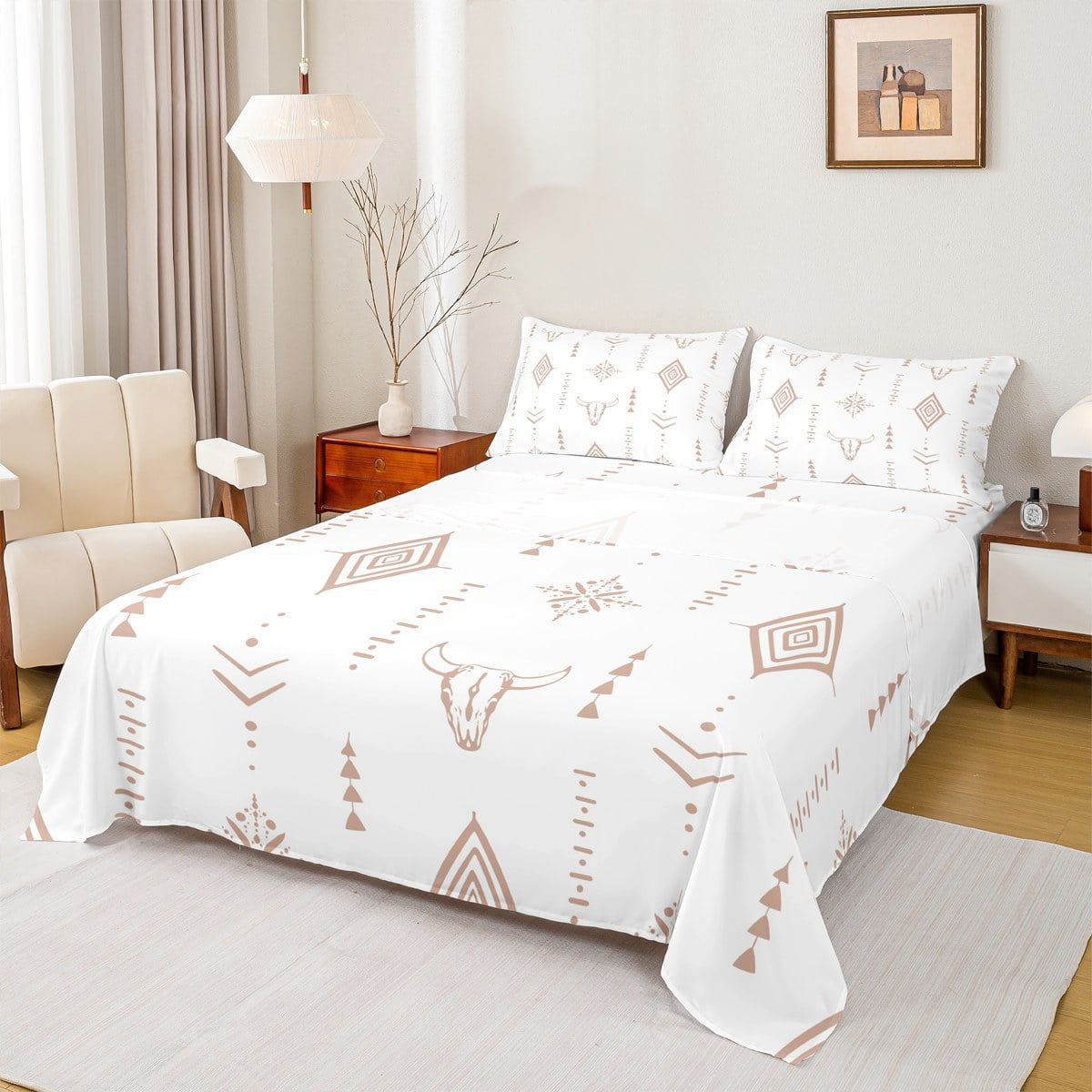 Castle Fairy Hippie Aztec 4-Piece Full Size Sheets,Bull Skull Bed ...