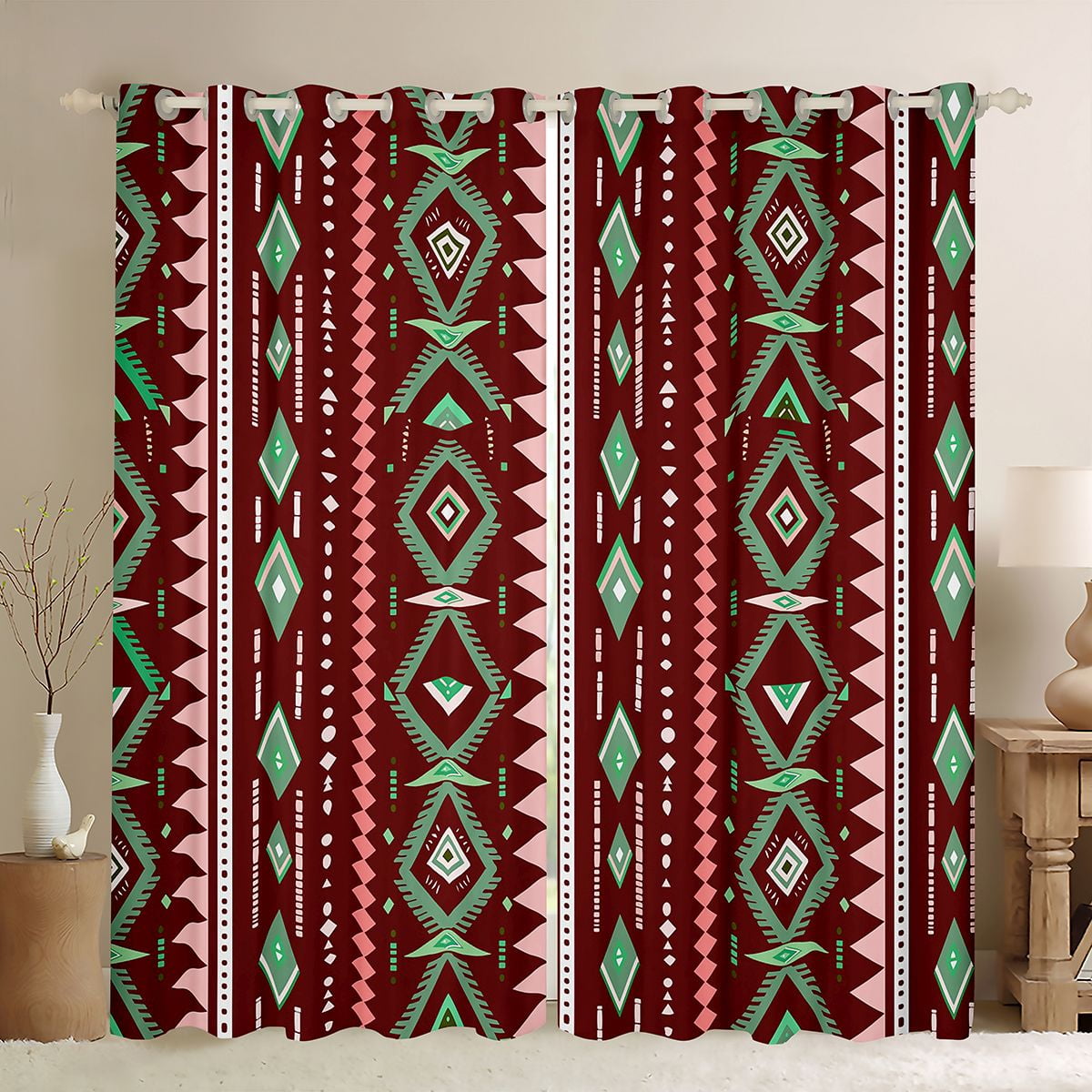 Castle Fairy Hippie Aztec Curtains Pack of 2 (42x84 Each),Bohemian ...