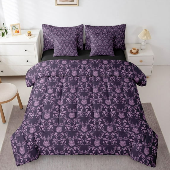 Castle Fairy Hippie Purple Damask Bedding Comforter Set,Animal Deer ...