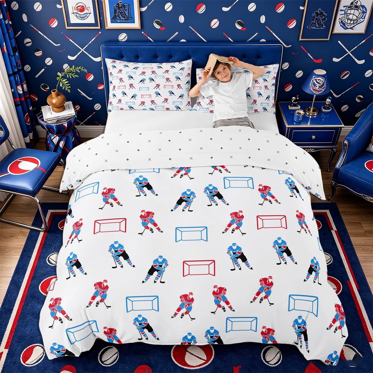 Castle Fairy Hockey Print Duvet Cover Queen, Sport Theme Queen Bedding ...