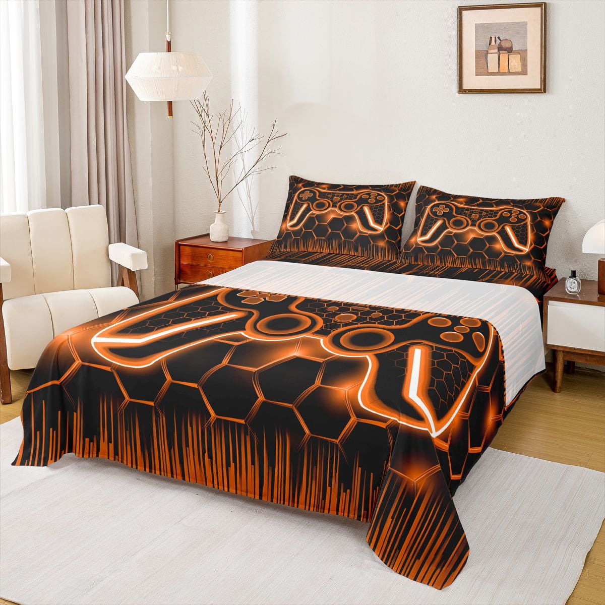 Castle Fairy Honeycomb Gamepads Twin Sheet Sets,Abstract Video Game ...