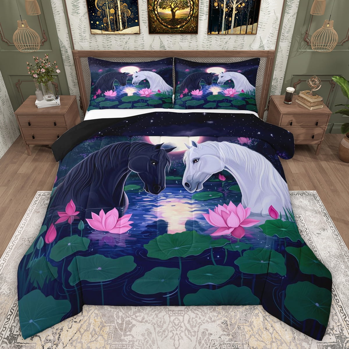 Castle Fairy Horse Couple Lover Full Size Comforter Sets,Valentine's ...