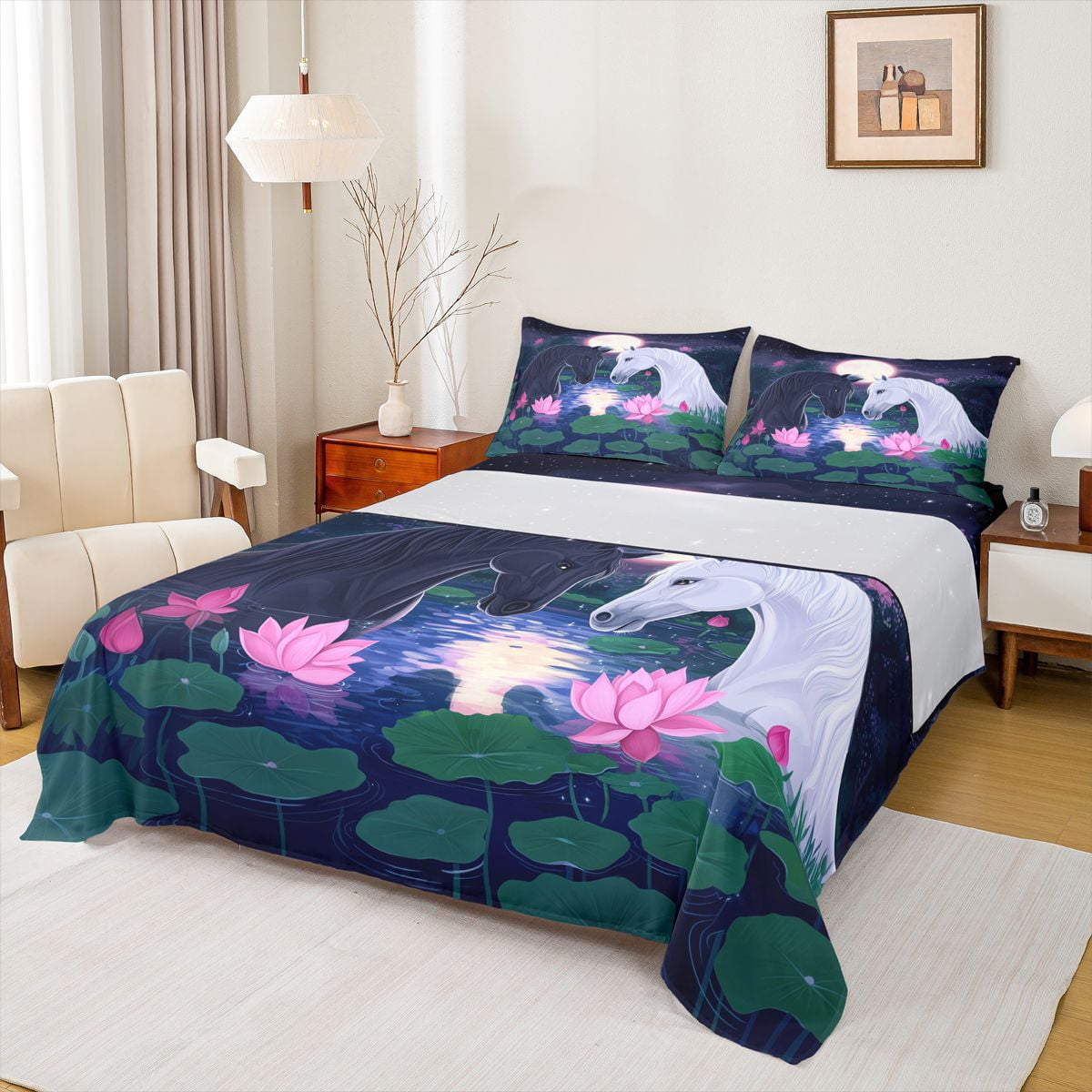 Castle Fairy Horse Couple Lover Queen Sheet Sets,Happy Valentine's Day ...