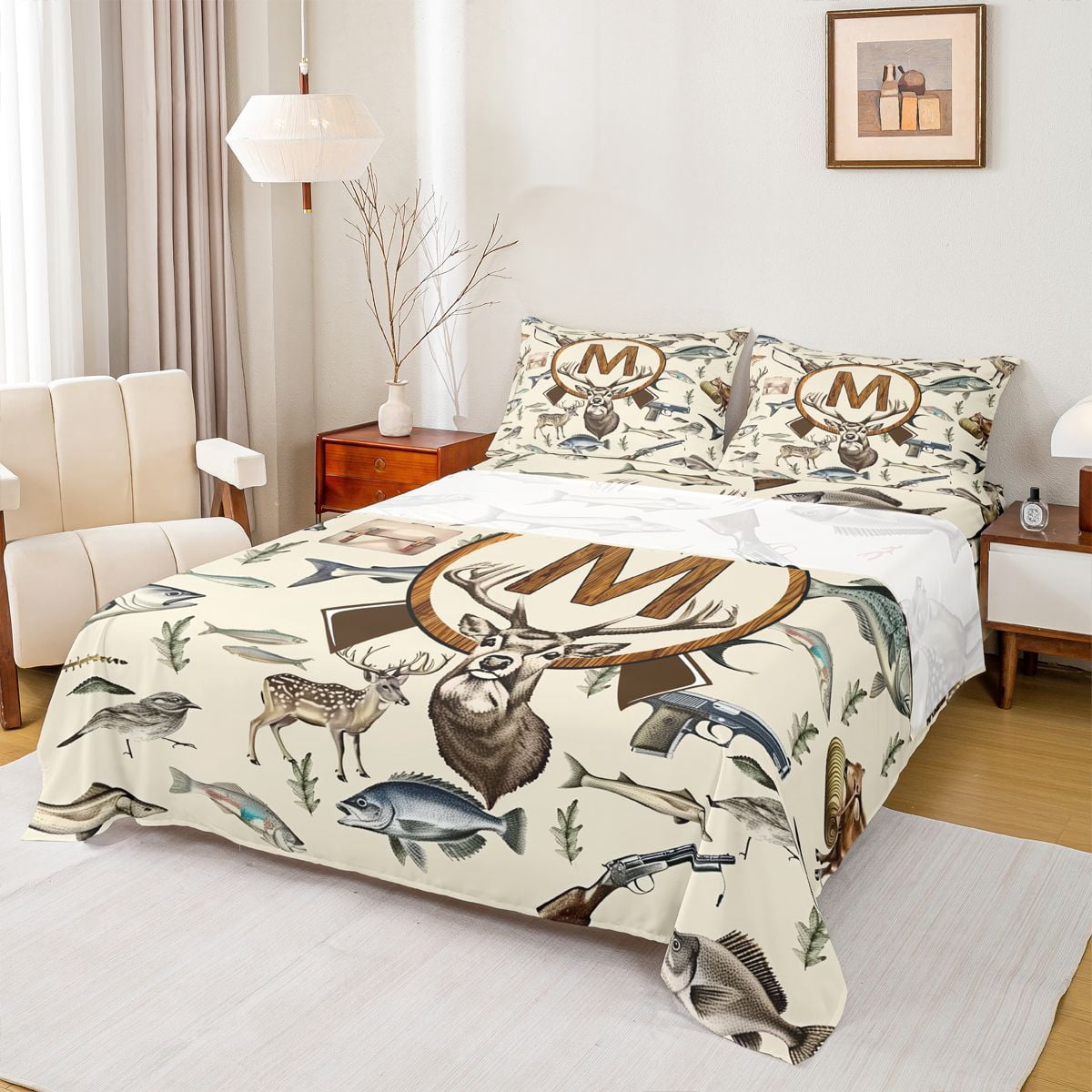 Castle Fairy Hunting Wood Letter M Full Size Sheets 4-Piece for Boys ...