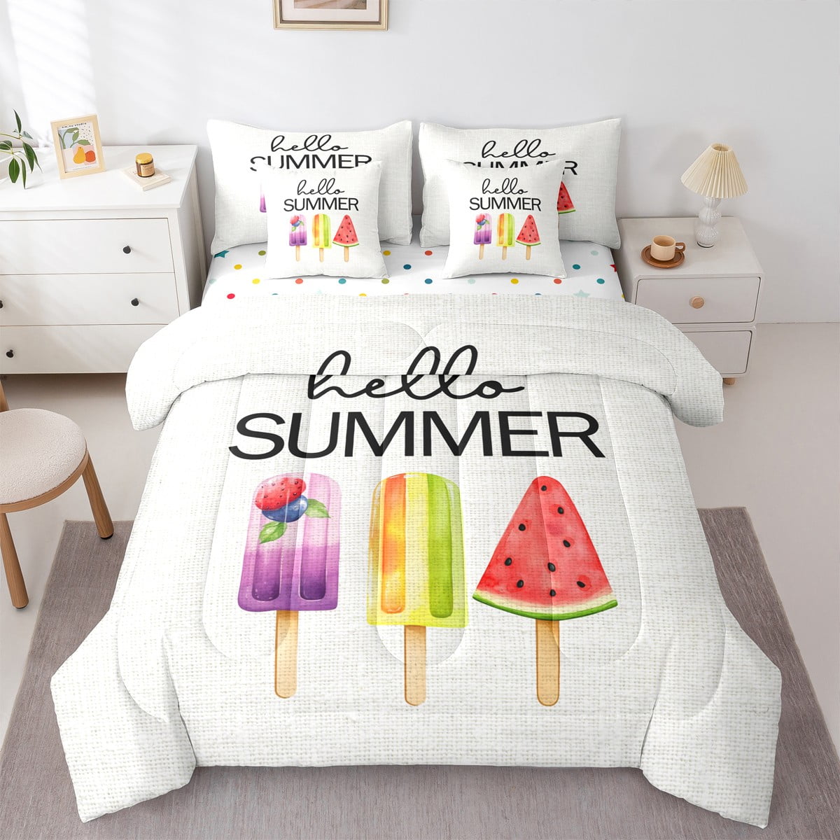 Castle Fairy Ice Cream Popsicle 7-Piece Twin Bedding Sets,Red ...