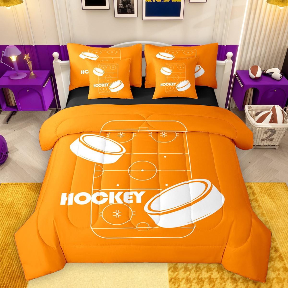 Castle Fairy Ice Hockey Bedding Comforter Set 7pcs for Kids Children ...