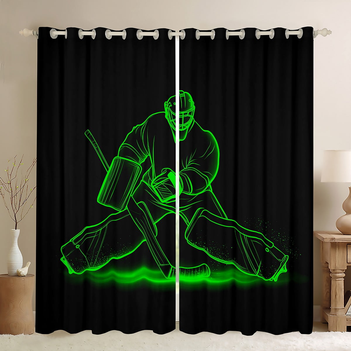 Castle Fairy Ice Hockey Gamer Curtains Pack of 2 (42x84 Each),Sport ...