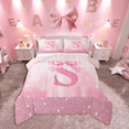Castle Fairy Initial A 3pc Full Bedding: Kawaii Pink Bow, Bling Glitter ...