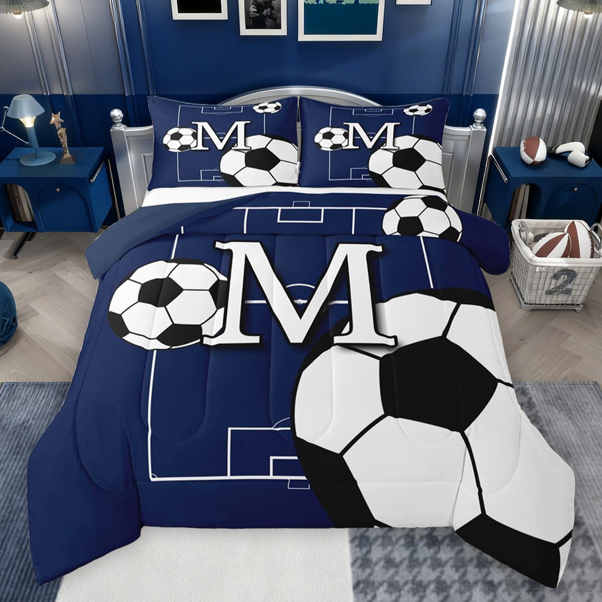 Castle Fairy Initial Alphabet M Boy Full Size Comforter Sets 3-Piece ...