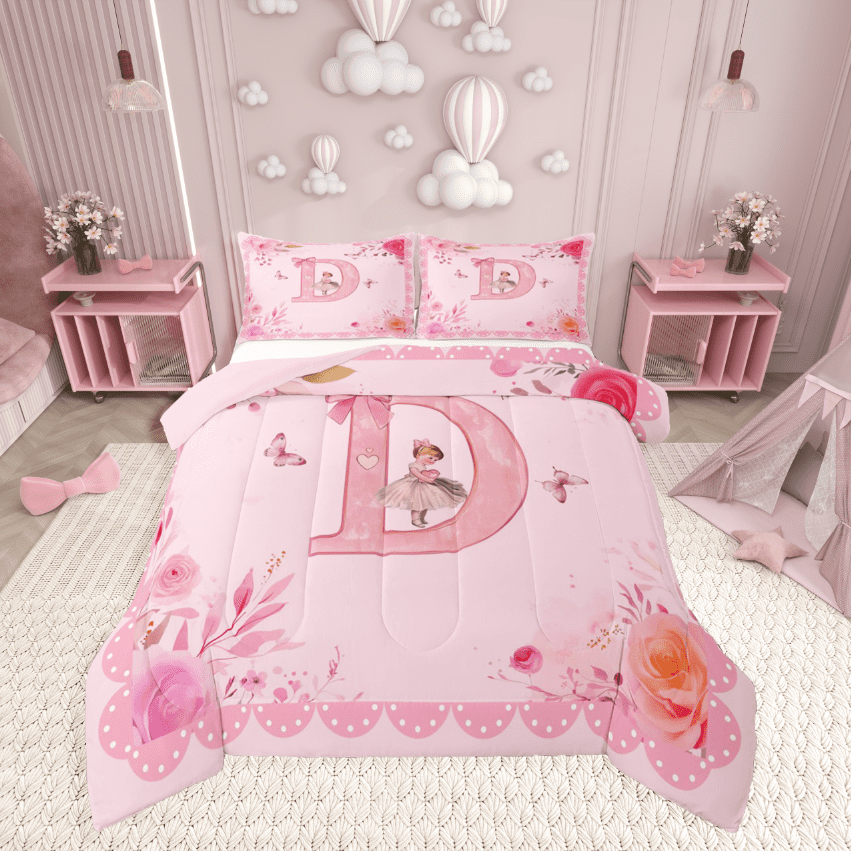 Castle Fairy Initial D 3 Pieces Queen Comforter Set,Monogrammed Letter ...