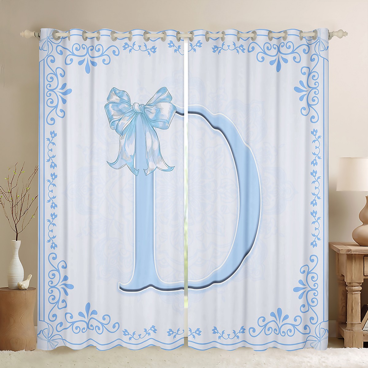 Castle Fairy Initial D Blackout Curtains Set of 2 (52x84 Each),Kawaii ...