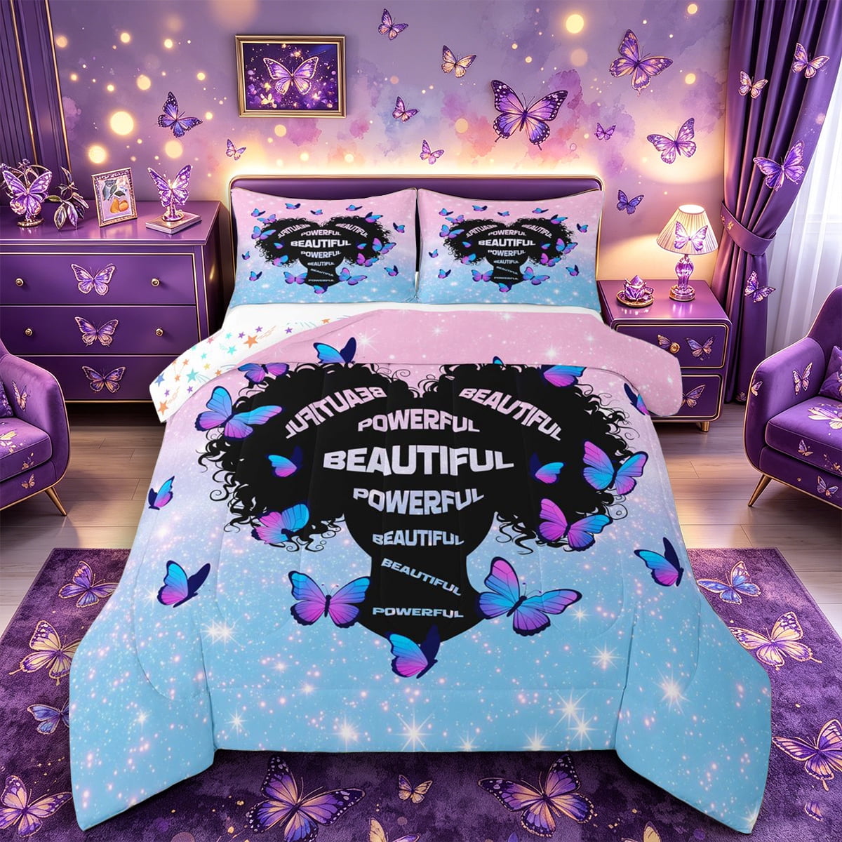 Castle Fairy Inspirational Black Woman Queen Comforter Set 3 Pieces ...