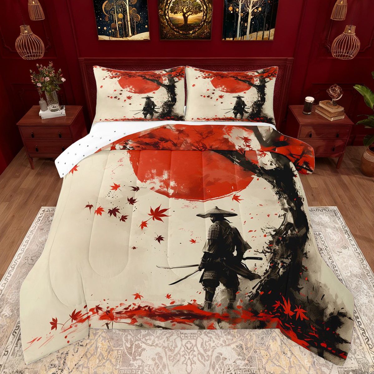 Castle Fairy Japanese Samurai Bedding Comforter Set 2pcs for Boys Girls ...
