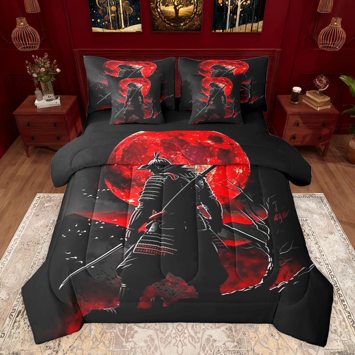 Castle Fairy Japanese Samurai Bedding Comforter Set 7-Piece for Boys ...