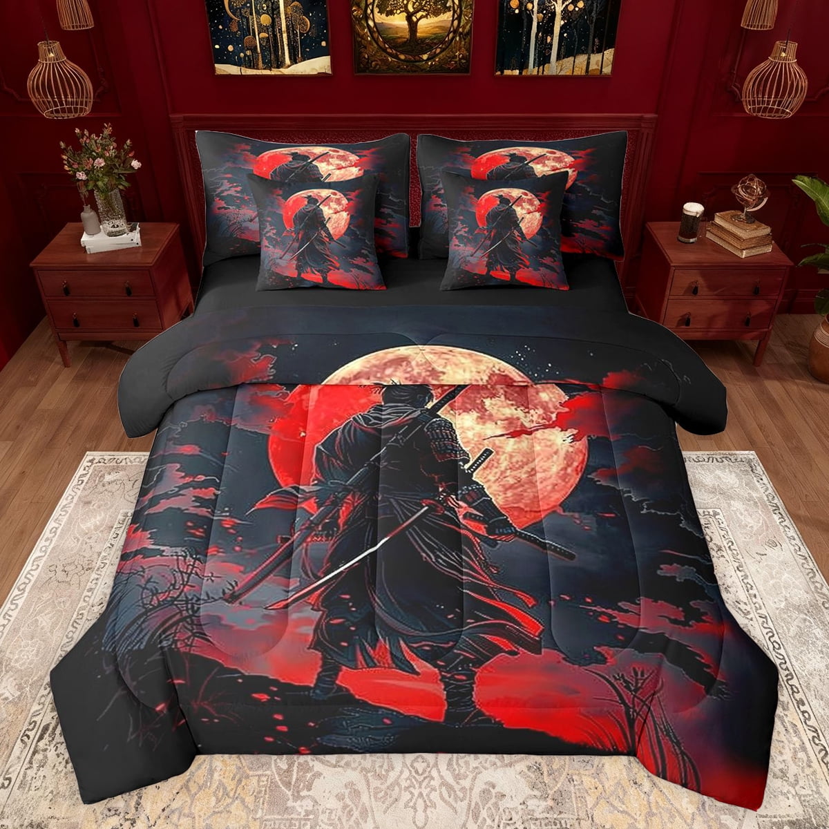 Castle Fairy Japanese Samurai Bedding Comforter Set 7pcs for Kids Teens ...