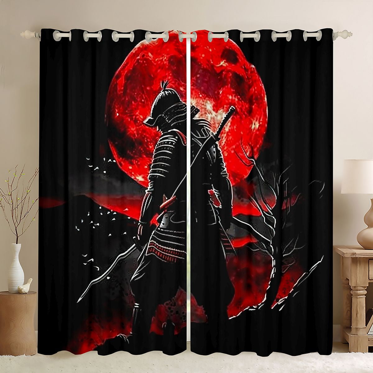Castle Fairy Japanese Samurai Curtains Pack of 2 (42x84 Each) for Boys ...